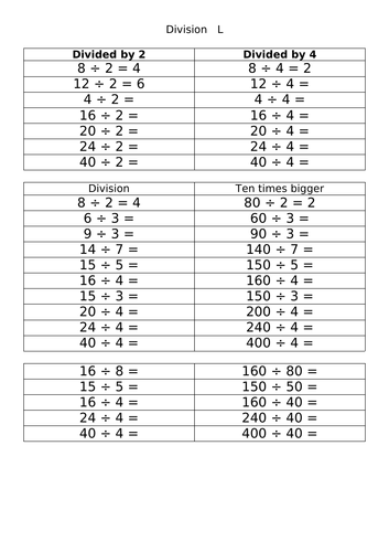 Basic Division - building up to chunking | Teaching Resources