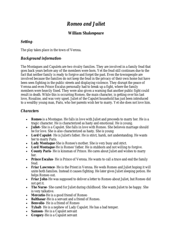 Romeo and Juliet - Full scheme of work Year 9 | Teaching Resources