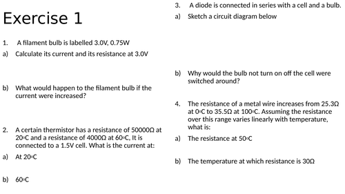 A Level Physics Electricity 3: Circuits and Components | Teaching Resources