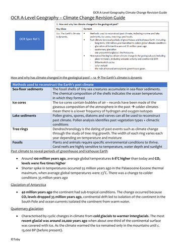 OCR A-Level Geography - Climate Change revision guide | Teaching Resources