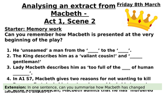 Macbeth - Analysing an Extract - GCSE 9-1 Literature Exam Skills ...