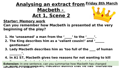 Macbeth - Analysing an Extract - GCSE 9-1 Literature Exam Skills ...