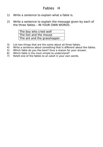 Fables | Teaching Resources