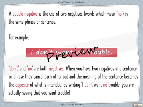 Avoiding Double Negatives | Teaching Resources