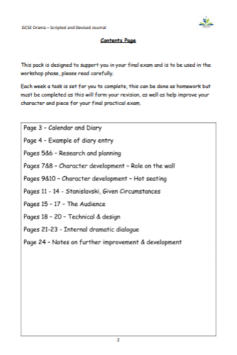 Drama GCSE Journal | Teaching Resources