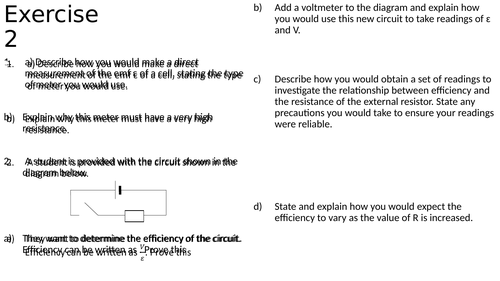 A Level Physics Electricity 4: Emf and Internal Resistance | Teaching ...