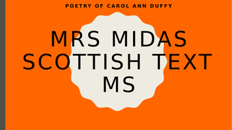 Carol Ann Duffy Scottish Text - Mrs Midas | Teaching Resources