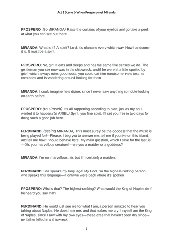 The Tempest - Act 1 Scene 2 - Miranda & Ferdinand - Writing to Advise ...