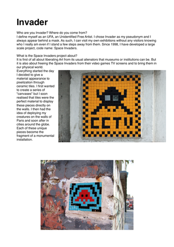Street Artist Factsheets - Art & Design - Research | Teaching Resources