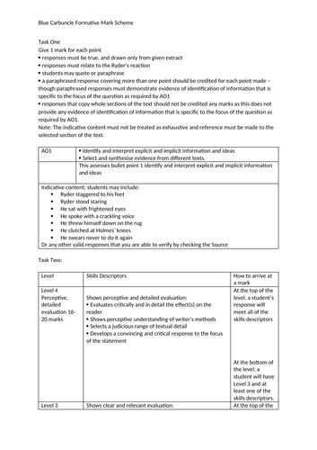 Sherlock Holmes Short Story: The Blue Carbuncle GCSE Language Paper One ...