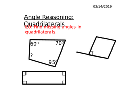 Angle Reasoning: Angles in Quadrilaterals | Teaching Resources