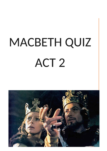 Macbeth Quiz on Act 2 Multiple Choice GCSE English Literature ...
