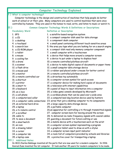 Computer Technology Combo Activity Worksheets | Teaching Resources