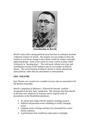 Resource - Introduction to Brecht KS4 KS5 | Teaching Resources