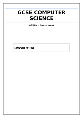 GCSE COMPUTER SCIENCE- Extended Questions with answers | Teaching Resources