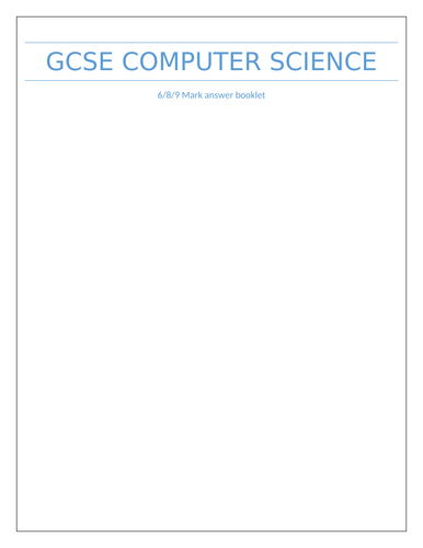 GCSE COMPUTER SCIENCE- Extended Questions with answers | Teaching Resources
