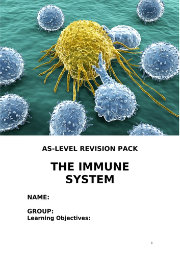 AS/A2 Level Year 12/13 Immune System Immunity Revision Booklet Pack ...