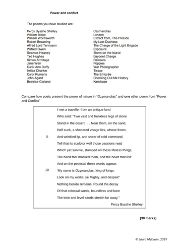 AQA GCSE English Literature Poetry exam questions | Teaching Resources