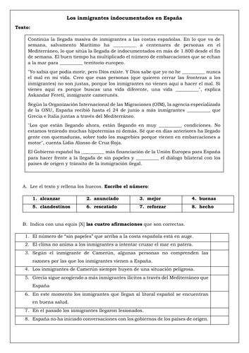 A Level Spanish Immigration / la inmigración: 20 Resources on ...
