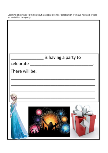 Party invitation Celebrations topic EYFS | Teaching Resources