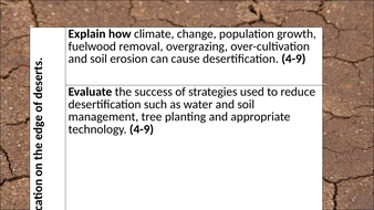AQA 9-1 GCSE Geography - Hot Deserts , Management of Desertification ...