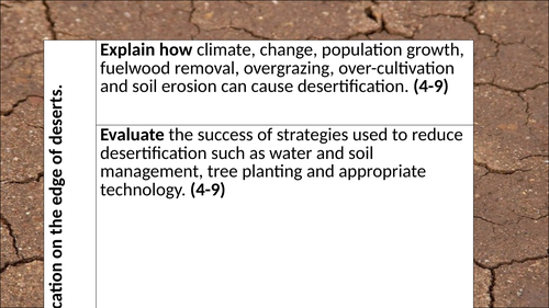AQA 9-1 GCSE Geography - Hot Deserts , Management of Desertification ...