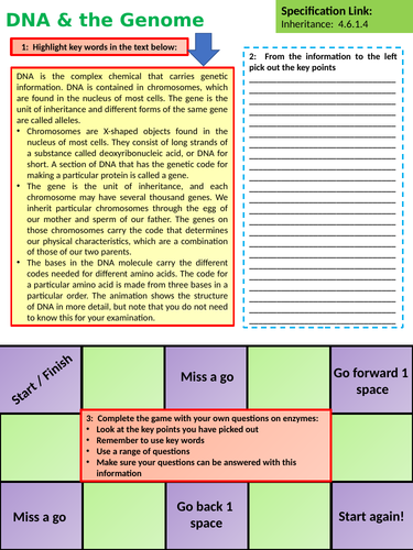 AQA KS4 GCSE Biology (Science) DNA & the Genome Lesson & Activities ...