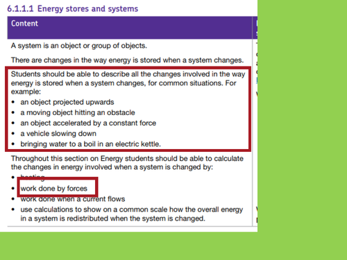 AQA combined science energy stores and transfers unit 6.1 | Teaching ...