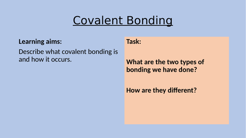 AQA C3.5 Covalent Bonding | Teaching Resources