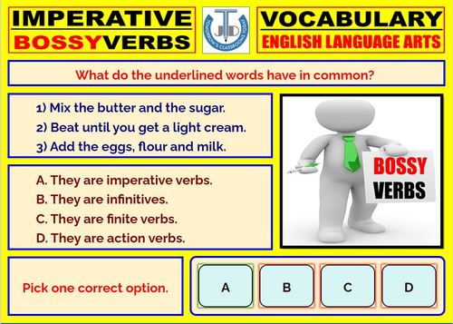 IMPERATIVE VERBS BOSSY VERBS - WORKSHEETS | Teaching Resources