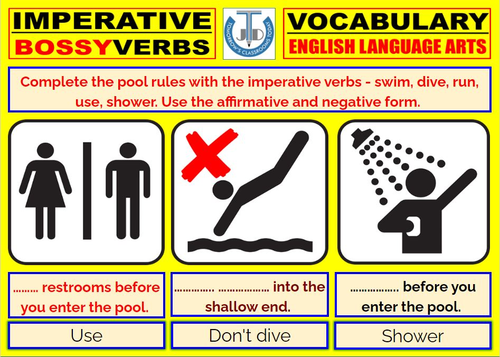 IMPERATIVE VERBS BOSSY VERBS - WORKSHEETS | Teaching Resources