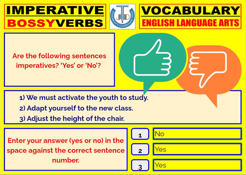 IMPERATIVE VERBS BOSSY VERBS - WORKSHEETS | Teaching Resources