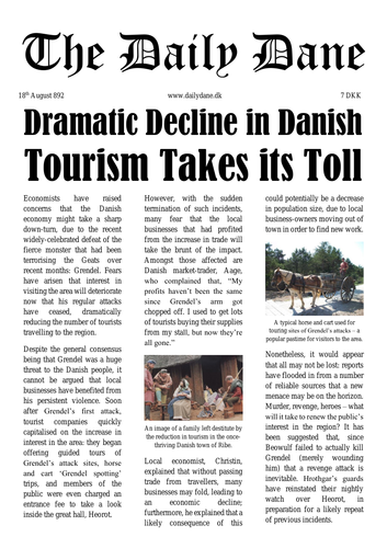 Year 6 Collection of Modelled Newspaper Report Examples BEOWULF ...