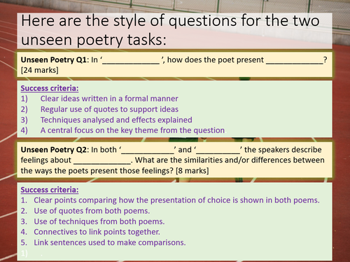 Unseen Poetry - Lessons 1 - 7 | Teaching Resources