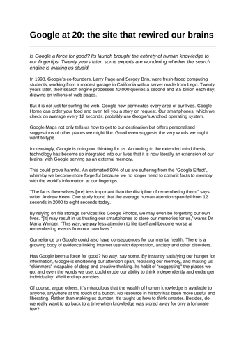 English Language Non-Fiction Language Analysis - Key Extracts ...