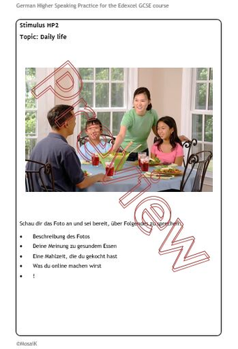Edexcel German GCSE Speaking HIGHER photo card | Teaching Resources