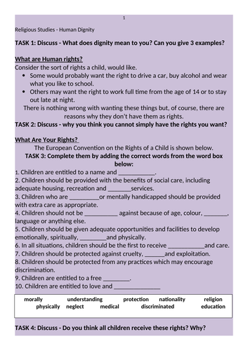 United Nations UNICEF Human & Child rights | Teaching Resources