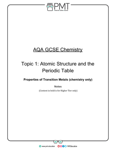 AQA GCSE Chemistry Detailed Notes (new 9-1 spec) | Teaching Resources
