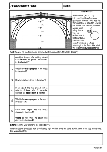 Acceleration of Freefall | Teaching Resources