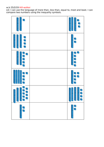 comparing numbers place value year 1 | Teaching Resources