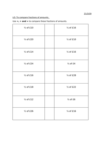 Year 2 Greater Depth Maths Comparing fractions of amounts | Teaching ...
