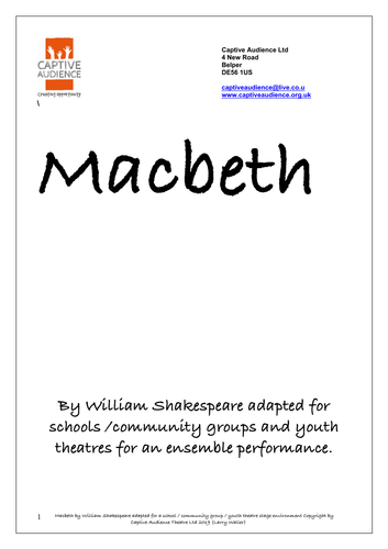 Macbeth play script and staging ideas (suitable for UKS2 primary and ...