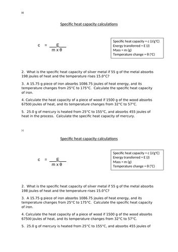 Specific Heat Capacity | Teaching Resources