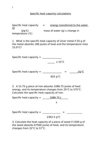 Specific Heat Capacity | Teaching Resources