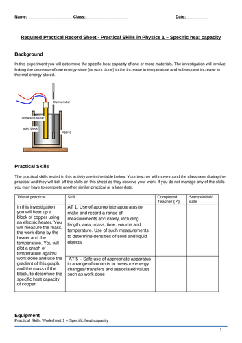 Specific Heat Capacity Required Practical | Teaching Resources