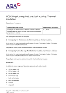Thermal Insulation required practical lesson | Teaching Resources