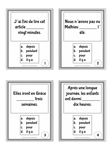 Depuis, pendant, il y a, pour: Video tutorial, study guide, 50 practice ...