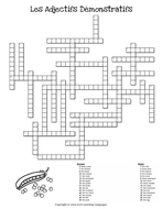 French Demonstrative Adjectives Crossword Puzzles - Mots Croisés ...
