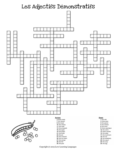 French Demonstrative Adjectives Crossword Puzzles - Mots Croisés ...