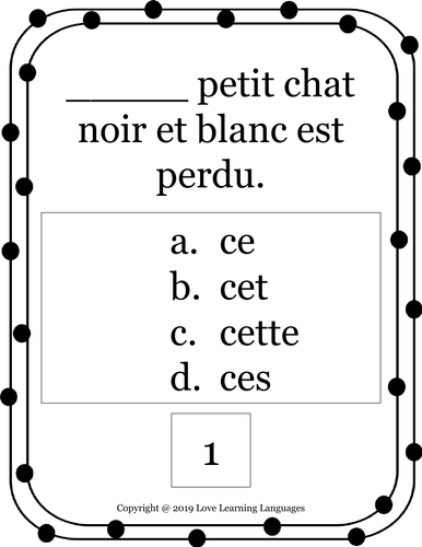French Demonstrative Adjectives - 75 Practice Cards | Teaching Resources